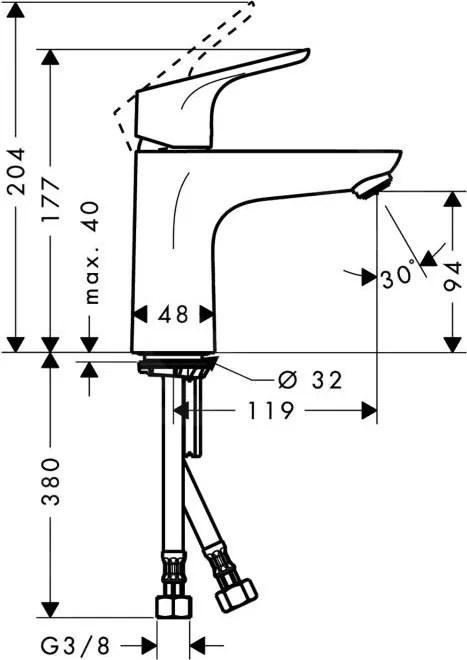 Hansgrohe Focus E2, umyvadlová baterie, LowFlow 3,5 l/min, chromová, 31513000
