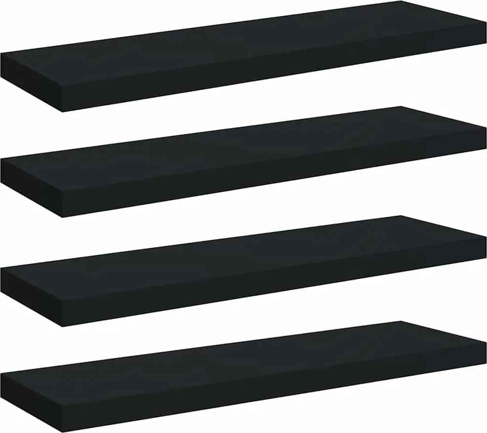 Plovoucí nástěnné police 4 ks černé 80 x 23,5 x 3,8 cm MDF 323837