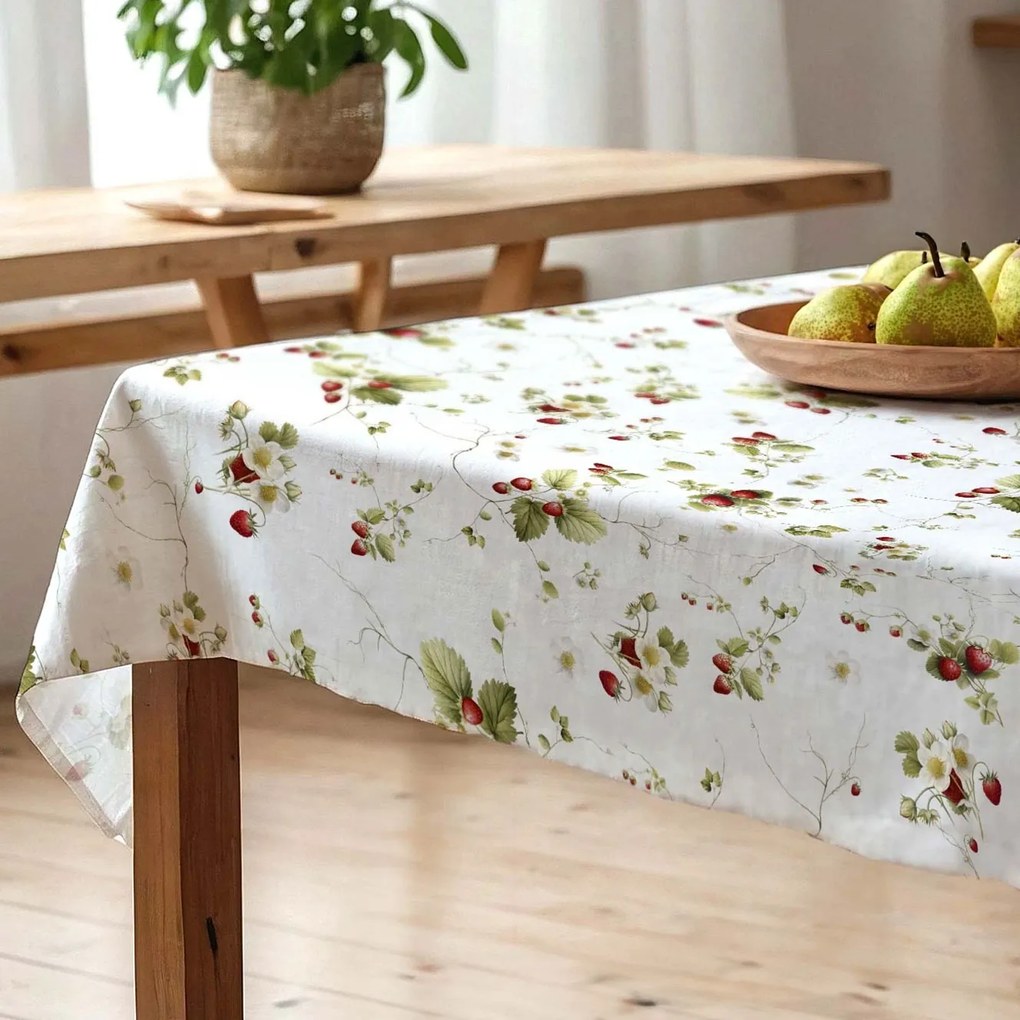 Bavlněný ubrus Jahody od Darré - nový Velikost: 85 x 85