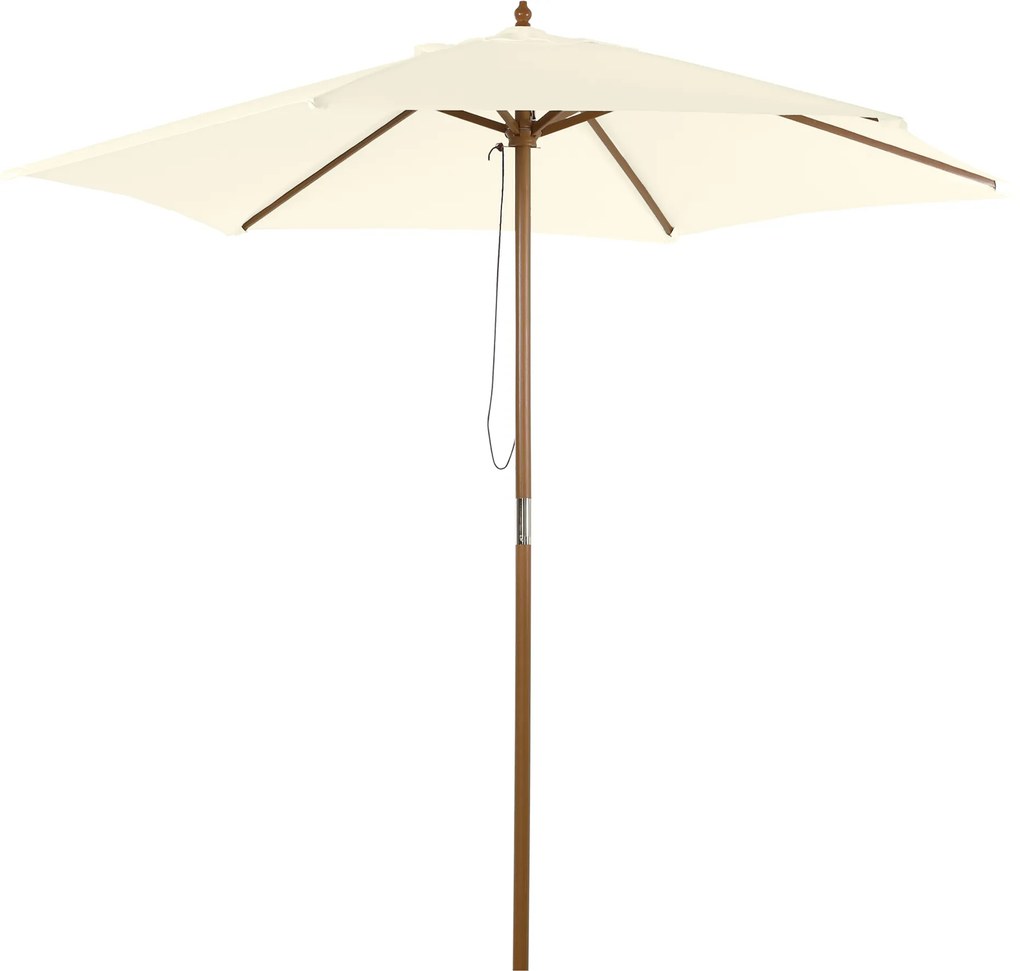 Outsunny Slunečník Ø 250 cm, slunečník s kladkovým mechanismem, balkonový plážový slunečník z bambusu, větruodolný tržní slunečník, ochrana před slun…