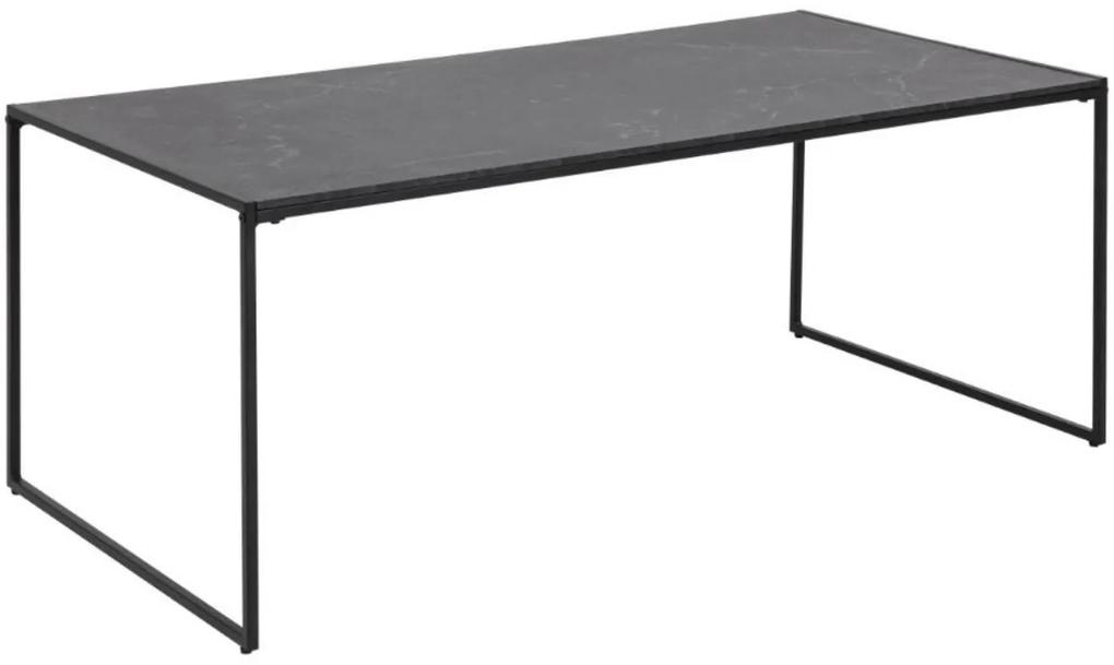 OnaDnes -20% Scandi Černý dřevěný konferenční stolek Sigrun 120 x 60 cm s mramorovou fólií