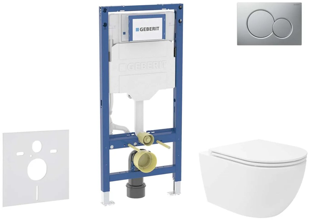 Geberit Duofix - Set předstěnové instalace, klozetu Oudee Vortex a sedátka softclose, tlačítko Sigma01, lakovaný matný chrom SANI11CA1155B