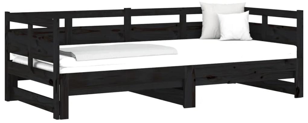 Výsuvná postel černá masivní borovice 2x (90 x 200) cm