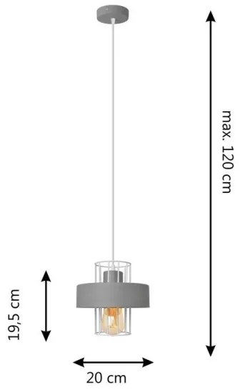 Lustr na lanku VOLTA 1xE27/15W/230V šedá
