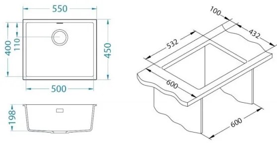 ALVEUS 1150054 - Kuchyňský dřez OMNI 55x45 cm granit/béžová