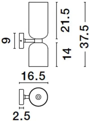 Designové nástěnné svítidlo Palmer 16.5 černé