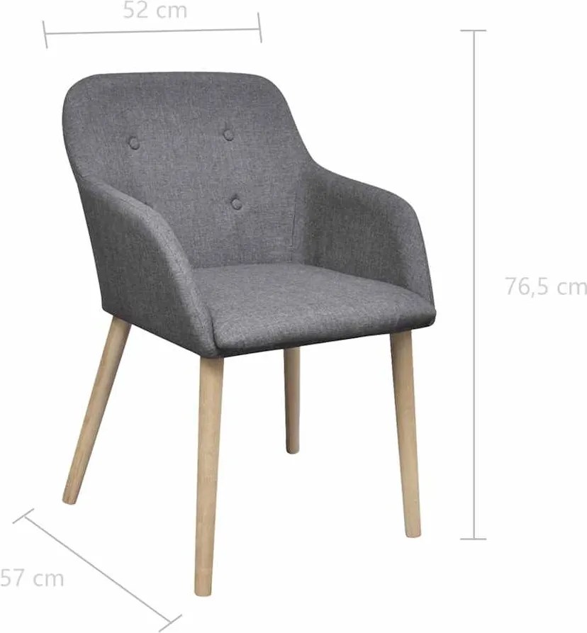 Jídelní židle 4 ks světle šedé textil a masivní dubové dřevo 270572
