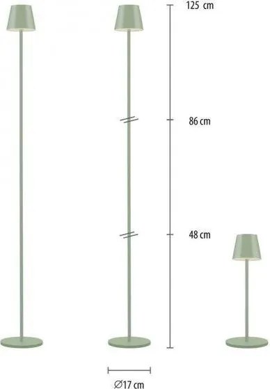 LD 19252-43 LED bateriové svítidlo zelené, stojací a stolní lampa, dotykový stmívač, IP54 pro venkovní použití 3000K - JUST LIGHT
