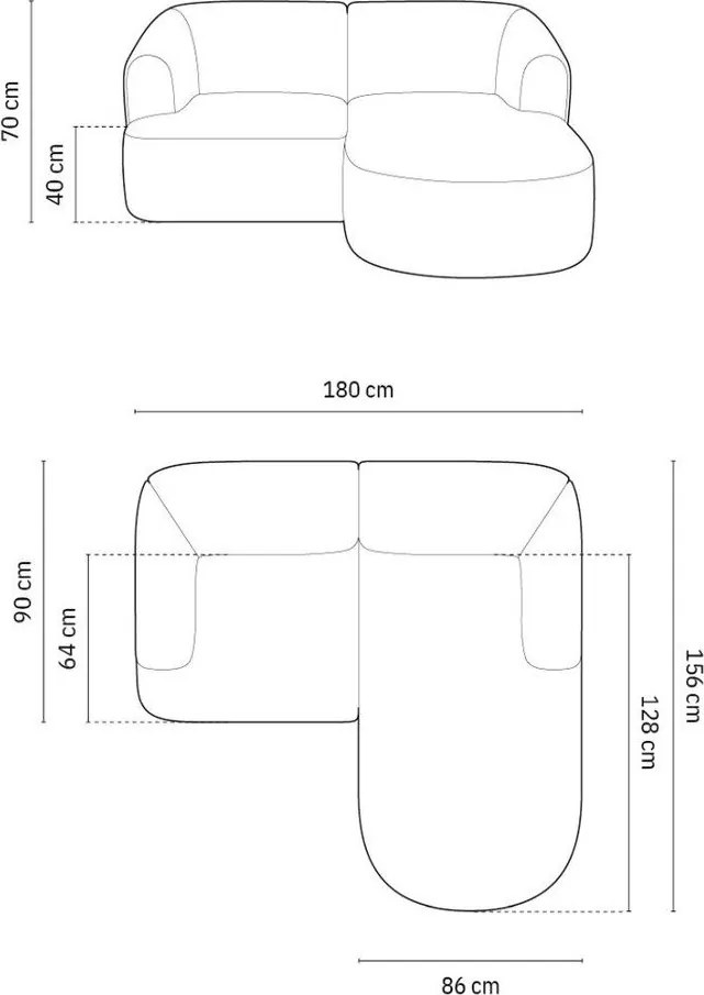 Sametová rohová pohovka v petrolejové barvě (pravý roh/s lenoškou) Campi – Cosmopolitan Design