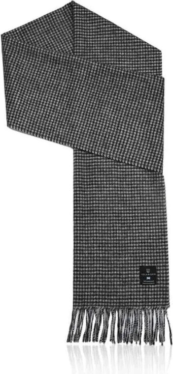 Šála z jehněčí vlny Black and White Dogtooth krátká 150x27 cm - Islander