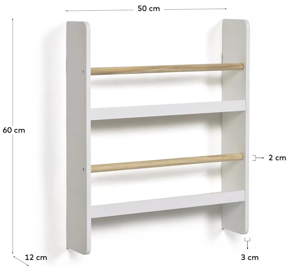 Bílá patrová dětská police 50 cm Gopi – Kave Home