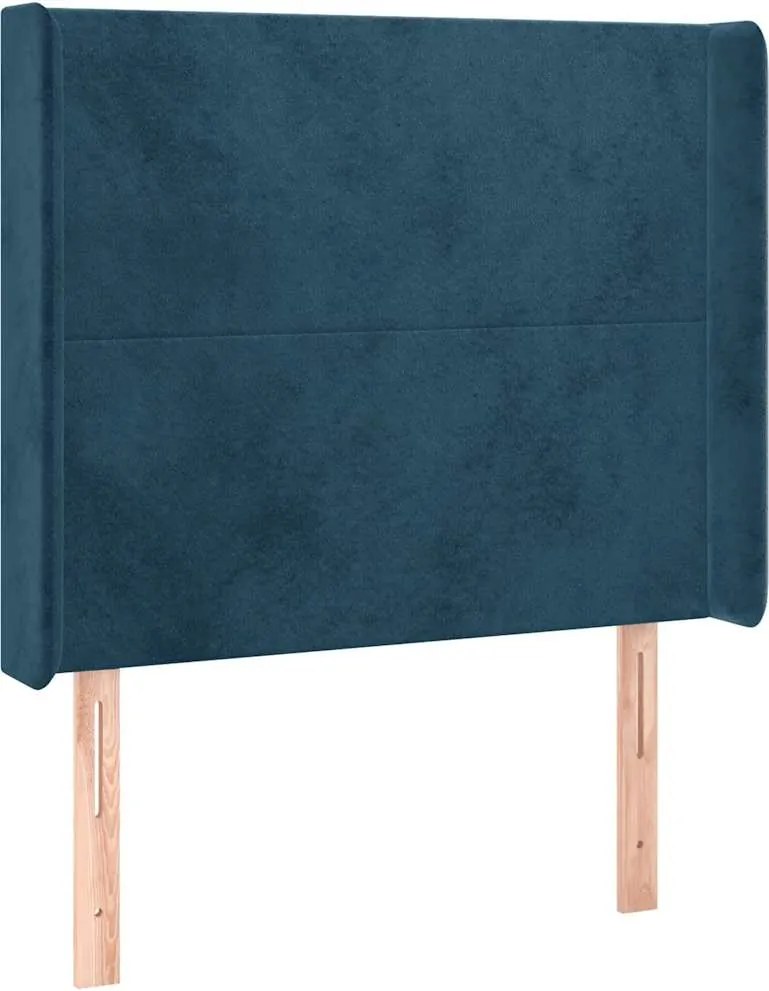 Box spring postel s matrací a LED tmavě modrá 100x200 cm samet 3139431