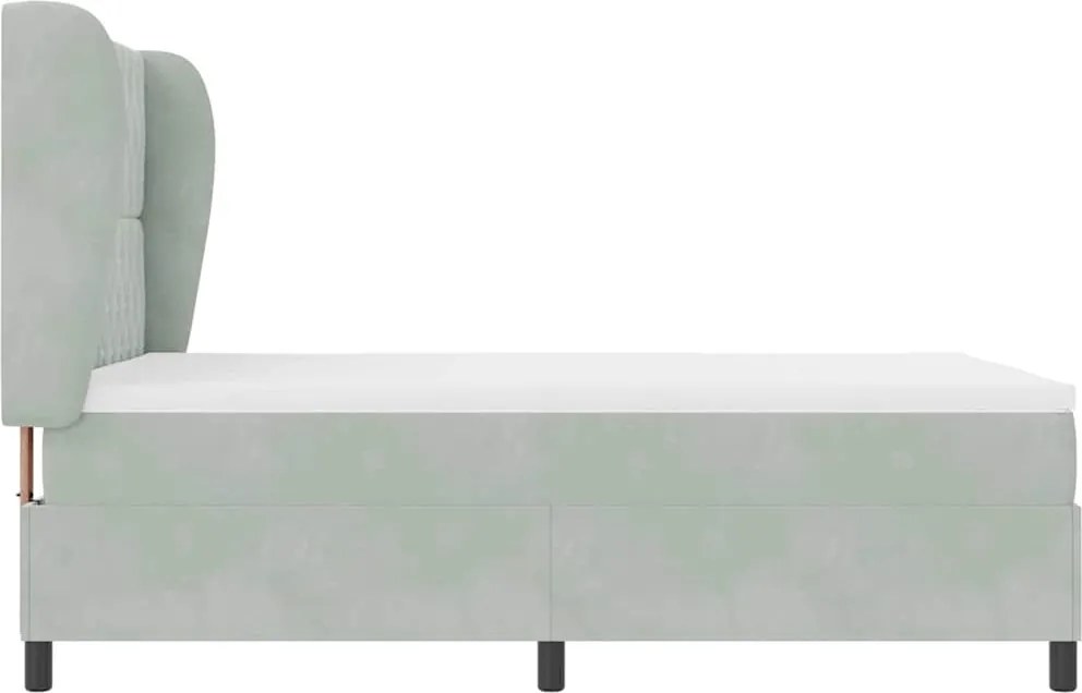 Postel s boxspringem s čelo Světle šedá 190 x 140 cm samet 3340868