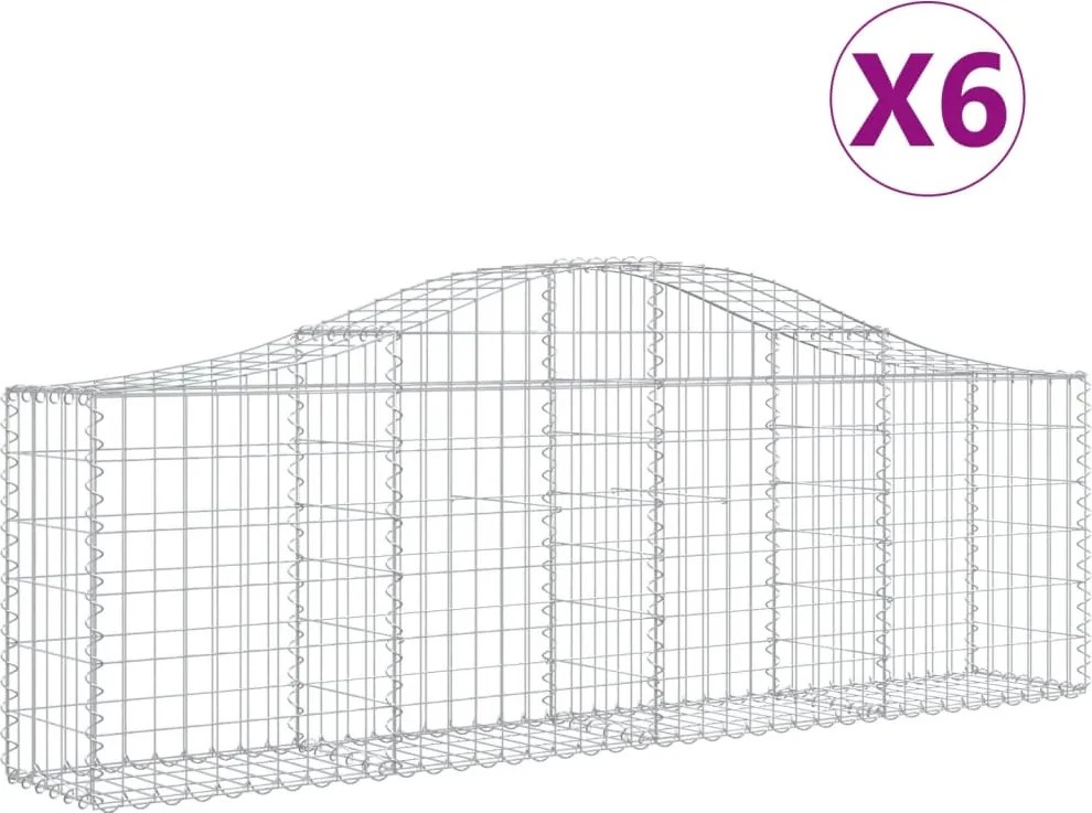 Klenuté gabionové koše 6 ks 200x30x60/80 cm pozinkované železo 3145392