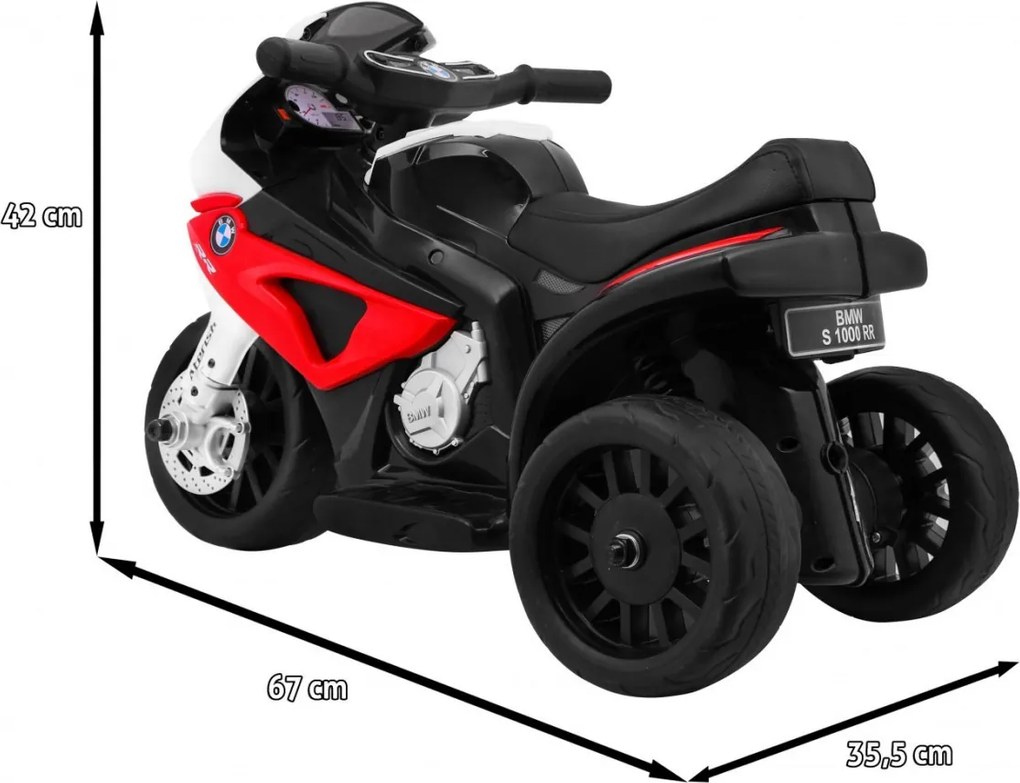 Ramiz BMW S1000 RR Mini dětský motocykl na baterie červený + 3 kolečka + zvuky + LED