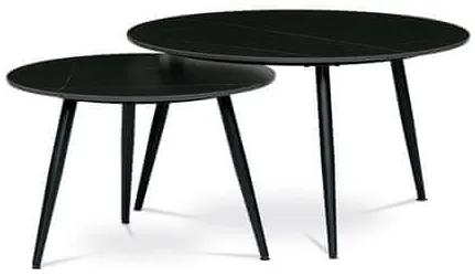Autronic Konferenční stůl Sada 2 konferenčních stolů o80cm a o60cm, černá keramická deska, černé kovové nohy (AHG-403 BK)