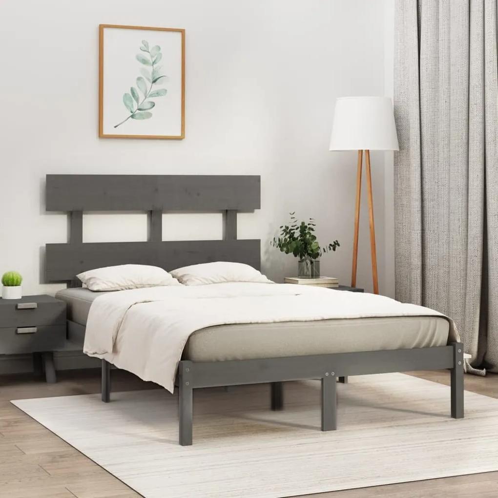 Rám postele šedý masivní dřevo 140 x 190 cm,  3104655
