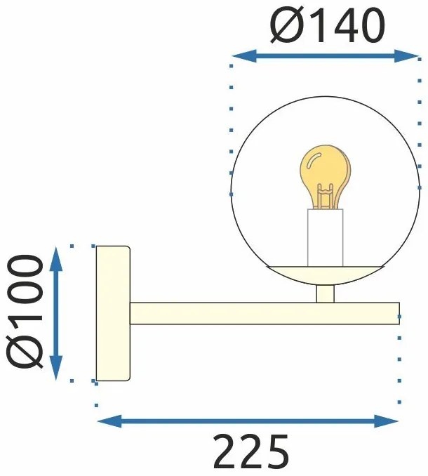 Toolight Nástěnné svítidlo Skleněná koule APP684-1W Zlatá