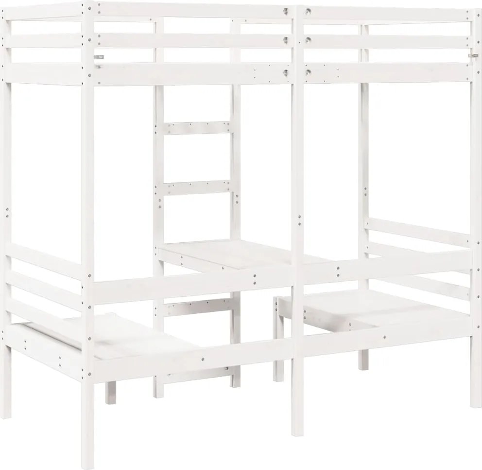 Rám patrové postele se stolem a židlemi bílý 75x190 cm borovice 3308563