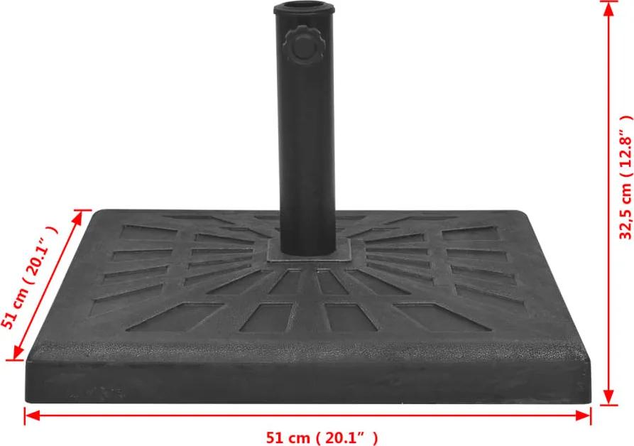 vidaXL Stojan na slunečník, pryskyřice, čtvercový černý 19 kg [43659]