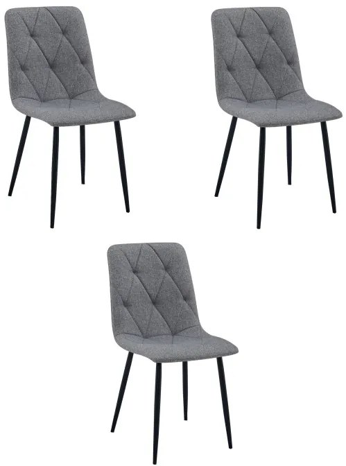 Set tří jídelních židlí LIBRA tmavě šedé / černé nohy (3 ks)