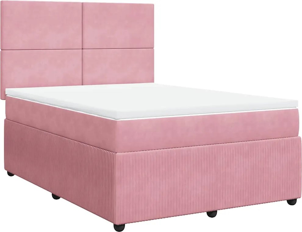 Box spring postel s matrací růžová 160x200 cm samet 3294681