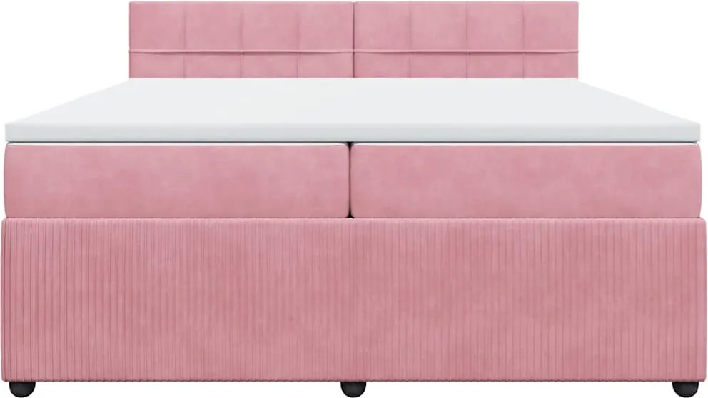 Box spring postel s matrací růžová 200x200 cm samet 3290135