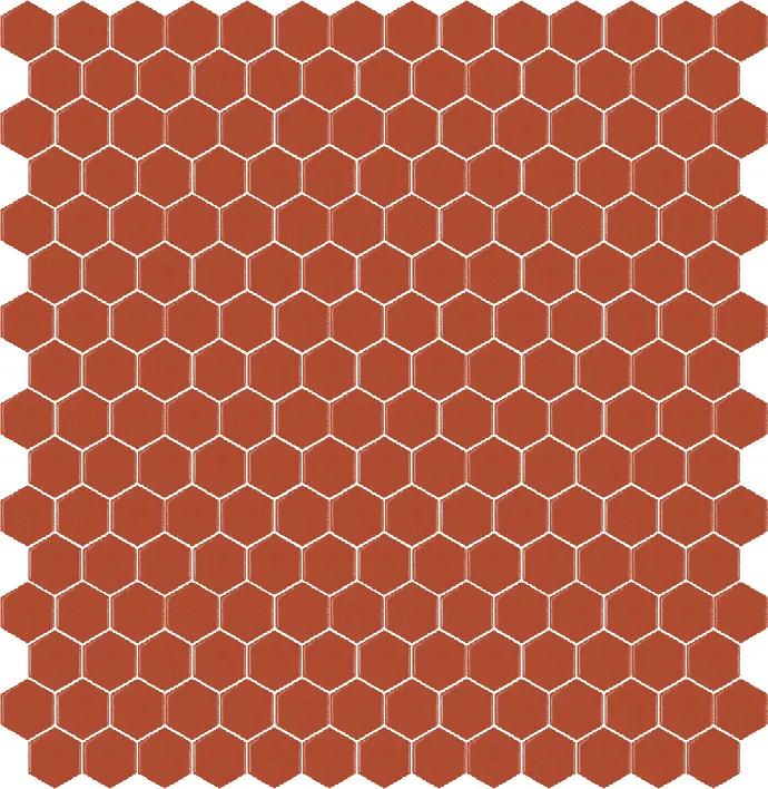 Hisbalit Skleněná mozaika červená Mozaika 172E SATINATO hexagony 2,3x2,6 (33,33x33,33) cm - HEX172ELH