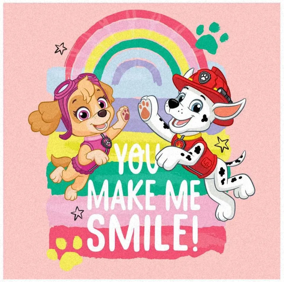 Dětský / dívčí ručník na tvář Tlapková patrola - Paw Patrol - motiv You make me smile! - 100% bavlna - 35 x 35 cm