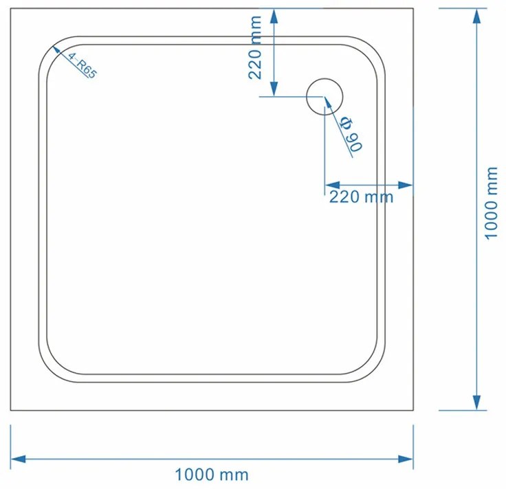 BPS-koupelny Čtvercová akrylátová sprchová vanička HYD-SSV-SILK 100x100 černá