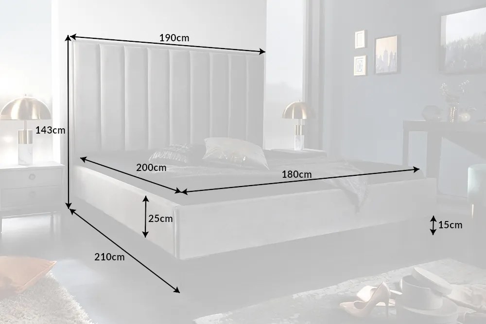 Designová postel Gallia 180 x 200 cm stříbrno-šedá