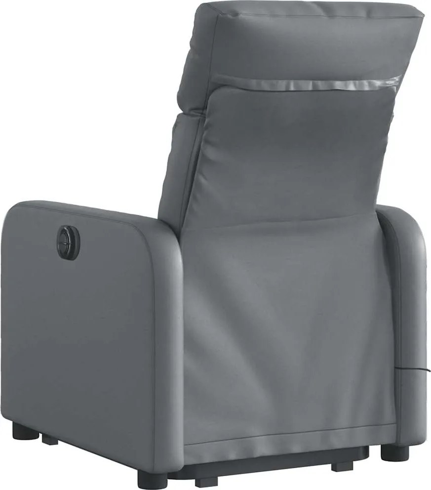 Zvedací masážní polohovací křeslo šedé umělá kůže 3206759