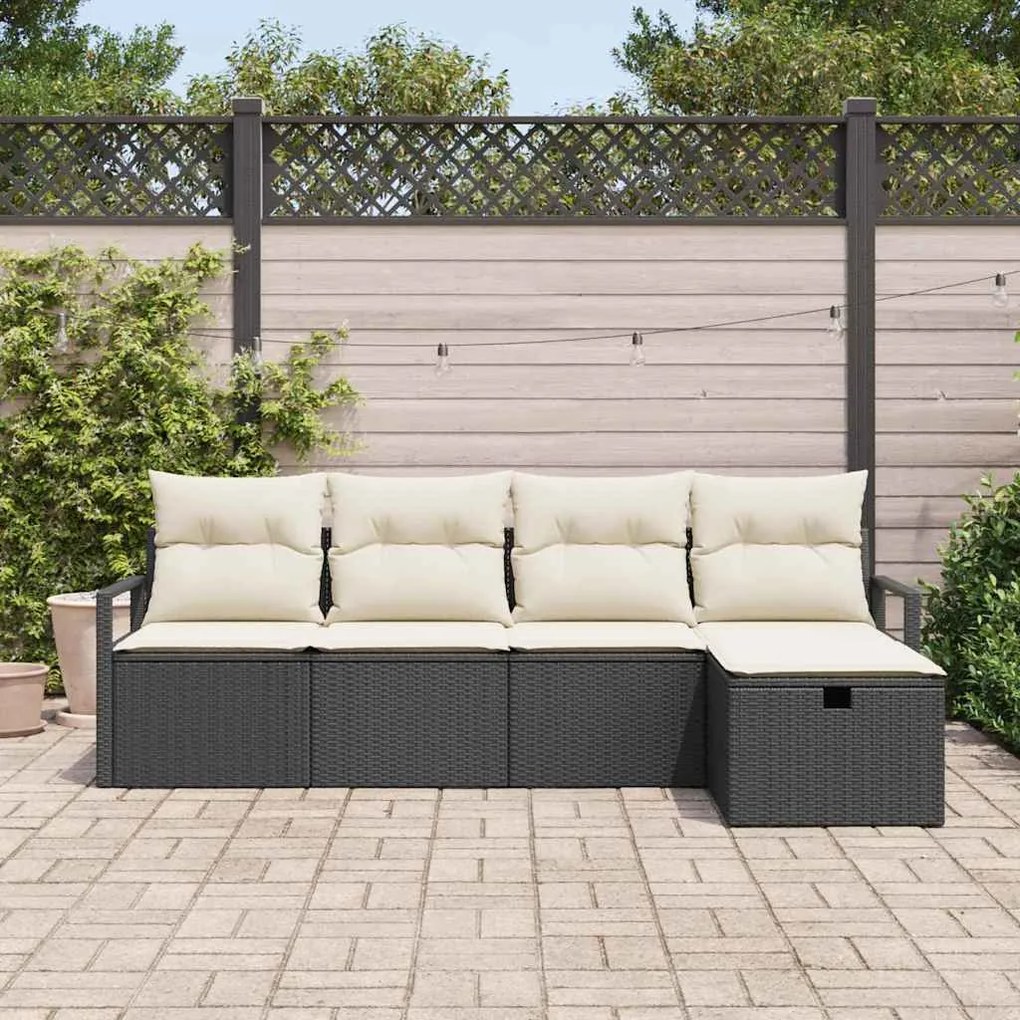 Set pohovek 5 ks 5-Počet míst Černá a krémová polyratan 3359156