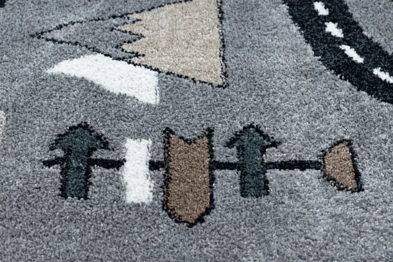 Dywany Łuszczów, Dětský kusový koberec Fun Route Street animals grey, 140x190, šedá, dětský pokoj