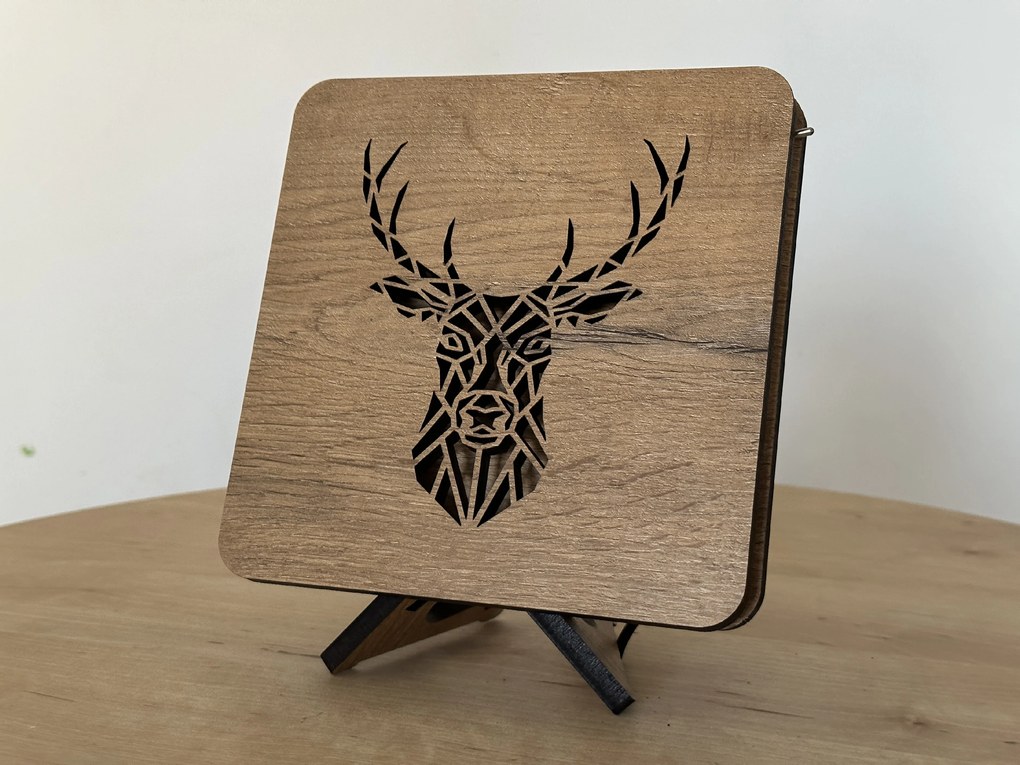 Li-Go "Hlava jelena" lampa 19x19cm provedení povrchu: dub světlý
