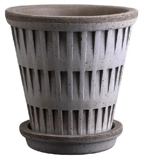 Květináč Pantheon s podmiskou Raw Grey 16 cm Bergs Potter