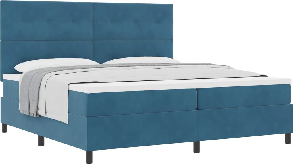 Postel s boxspringem s čelo Tmavě modrá 200 x 200 cm samet 3339858