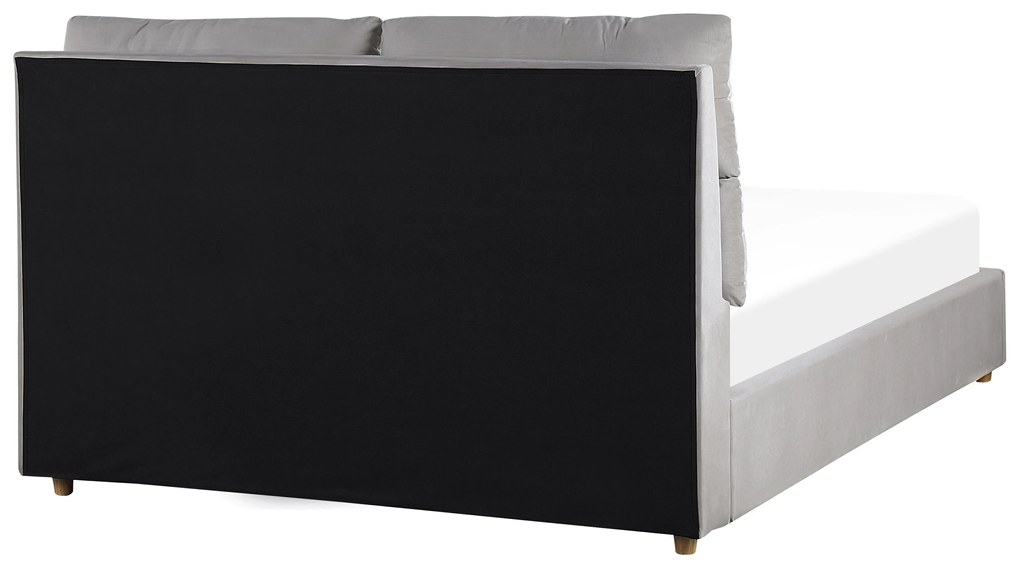 Sametová postel s úložným prostorem 140 x 200 cm světle šedá BATILLY Beliani