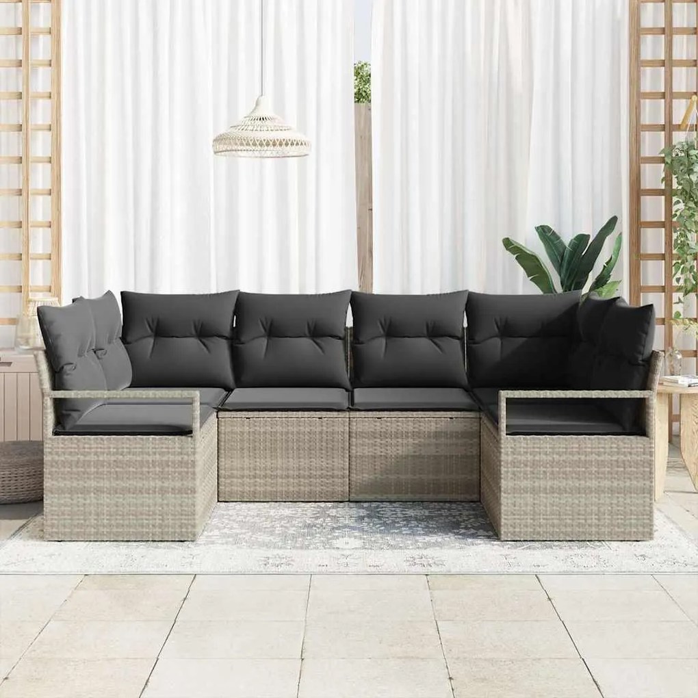 Set pohovek 6 ks Světle šedá polyratan 3346522