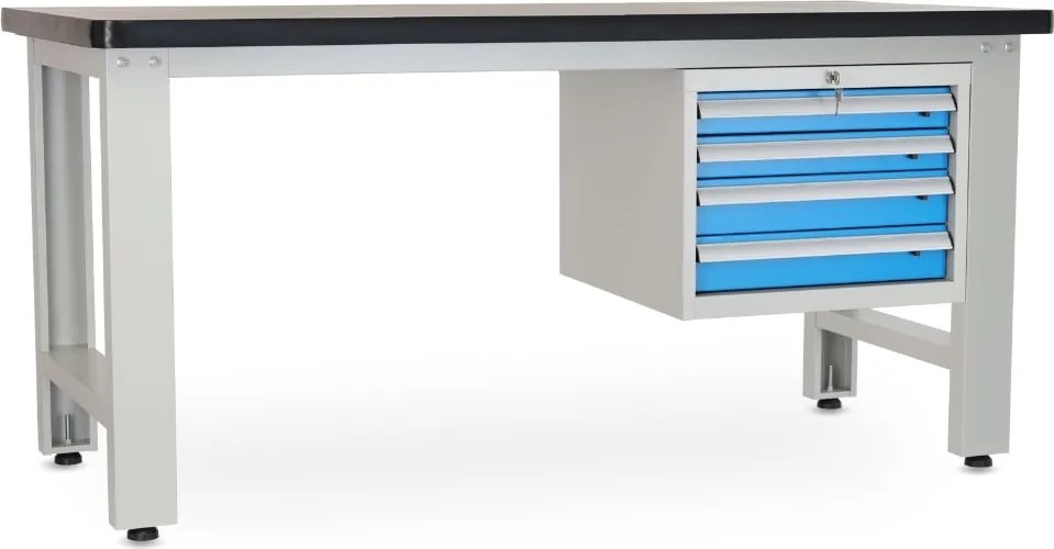 Dílenský stůl Solid MDF-04, 180 cm, závěsný box, černá
