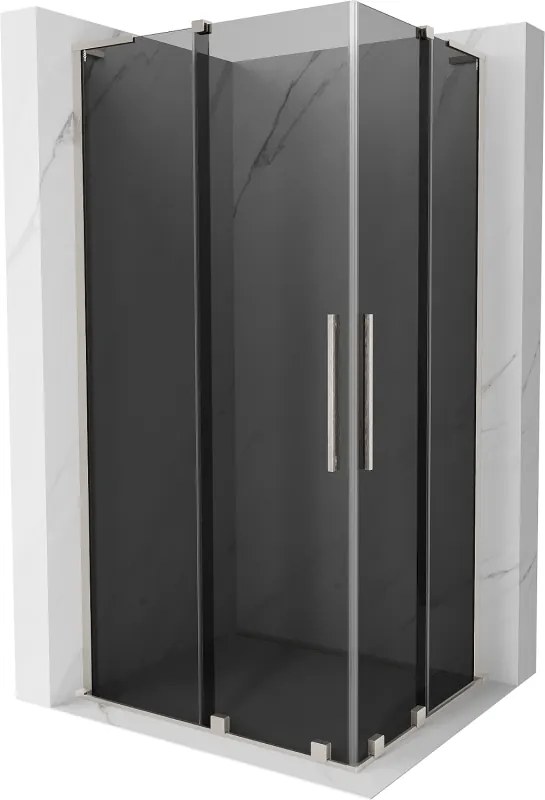 Mexen Velar L Duo, sprchový kout s posuvnými dveřmi 90 x 80 cm, 8mm šedé sklo, broušená ocel, 871-090-080-02-43-97