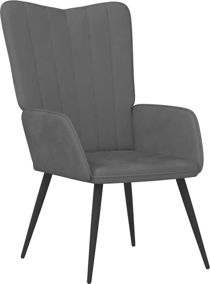 Relaxační křeslo tmavě šedé samet 327678