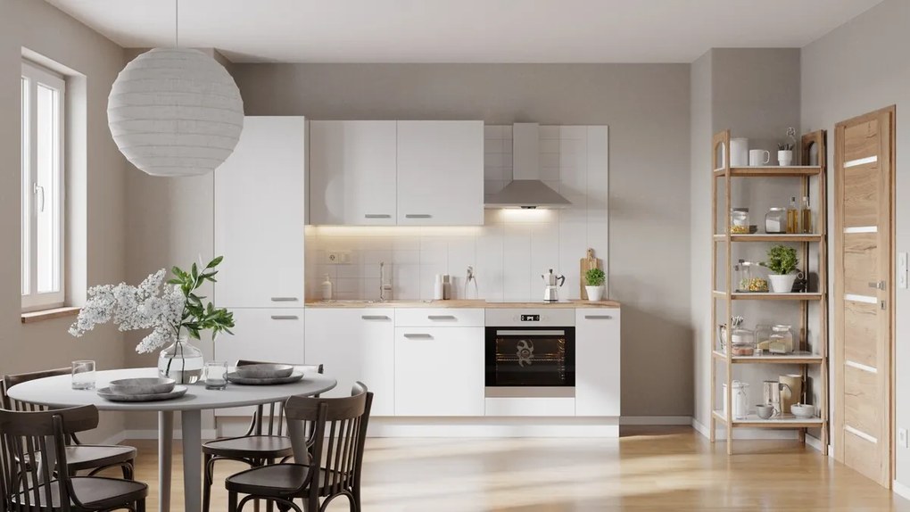 Kuchyňská linka Naturel 270 cm lesk bílá se spotřebiči Electrolux EASYBLOK1EL