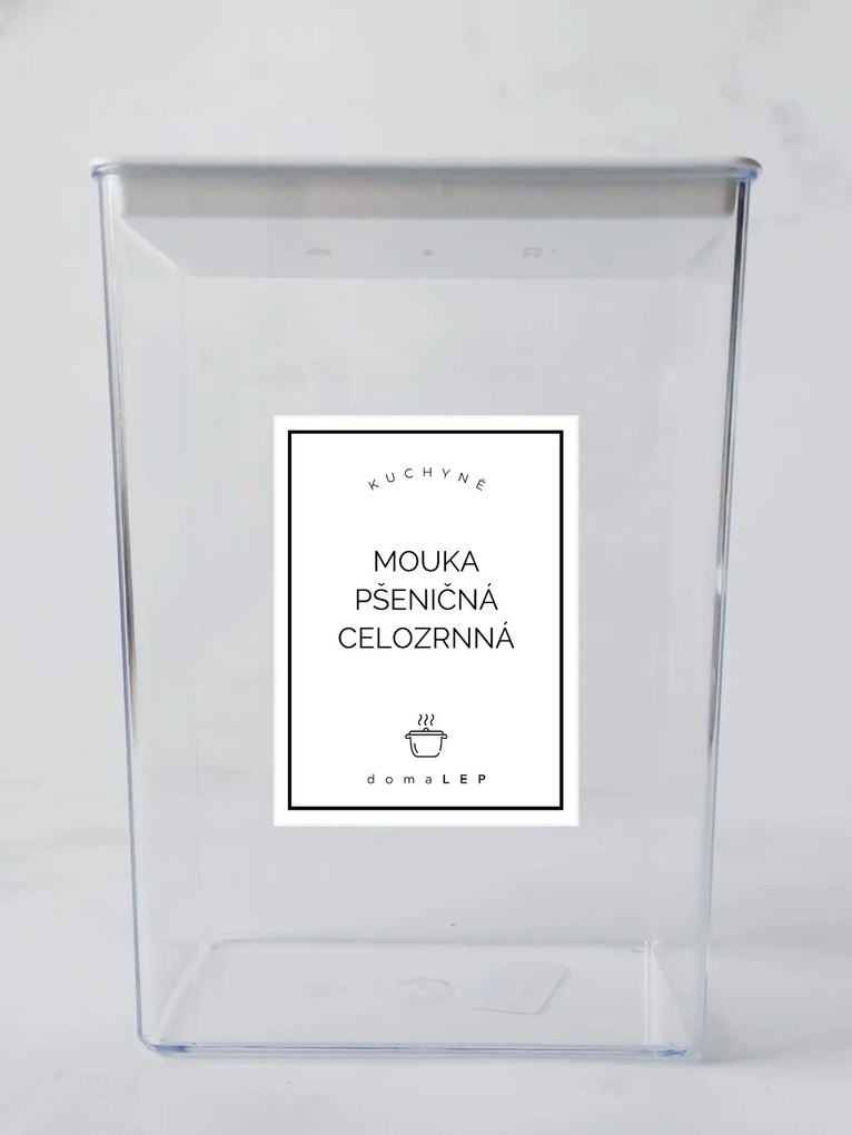 MOUKA PŠENIČNÁ CELOZRNNÁ - omyvatelná samolepka na dózu, výběr rozměrů Ø 5 cm / 5 x 5 cm / 6 x 8 cm | DomaLEP