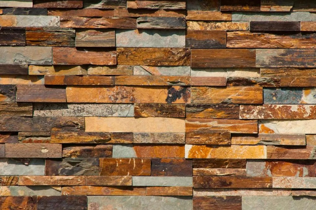 DIMEX | Samolepicí vliesová fototapeta na zeď Barevné kamenné obklady MA-5-2367 | 375 x 250 cm | oranžová, hnědá, šedá