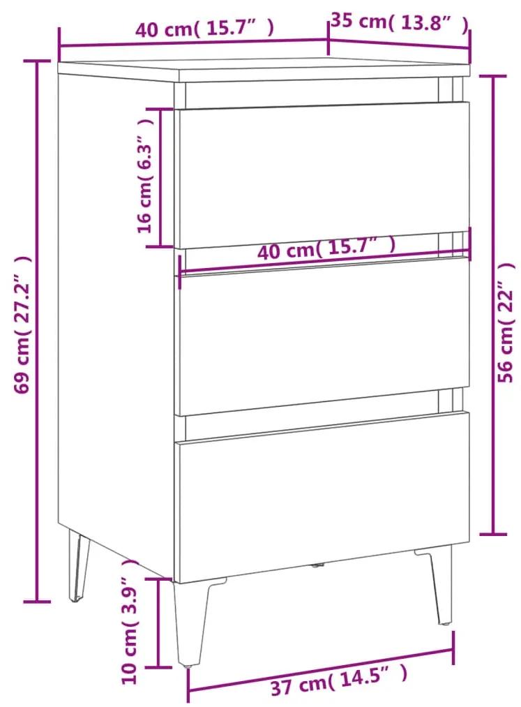 Noční stolek s kovovými nohami 2 ks dub sonoma 40 x 35 x 69 cm - Default Title