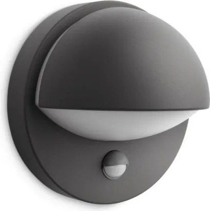 Venkovní nástěnné svítidlo Philips June E27 12W IP44 s pohybovým čidlem antracit