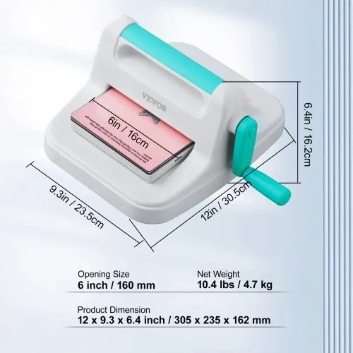 Ruční vysekávací embosovací stroj 15,2 cm otvor pro Art Craft Scrapbooking