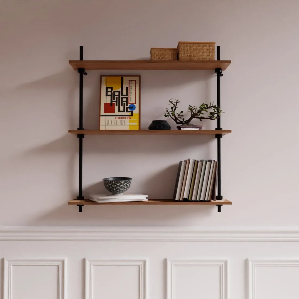 Nástěnný regál DECO s 3 policemi, 92,5x85x17,5 cm