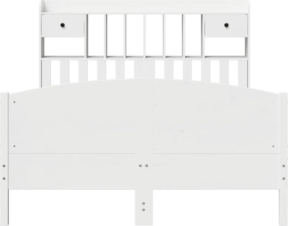 Postel s knihovnou bez matrace bílá 140x200 cm masivní borovice 3323144